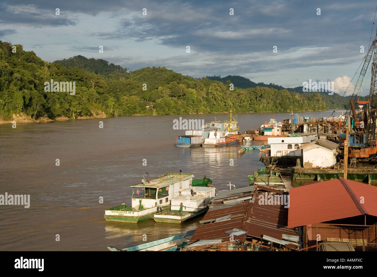 Malaysia Sarawak Kapit boats on the Rejang River Stock Photo - Alamy