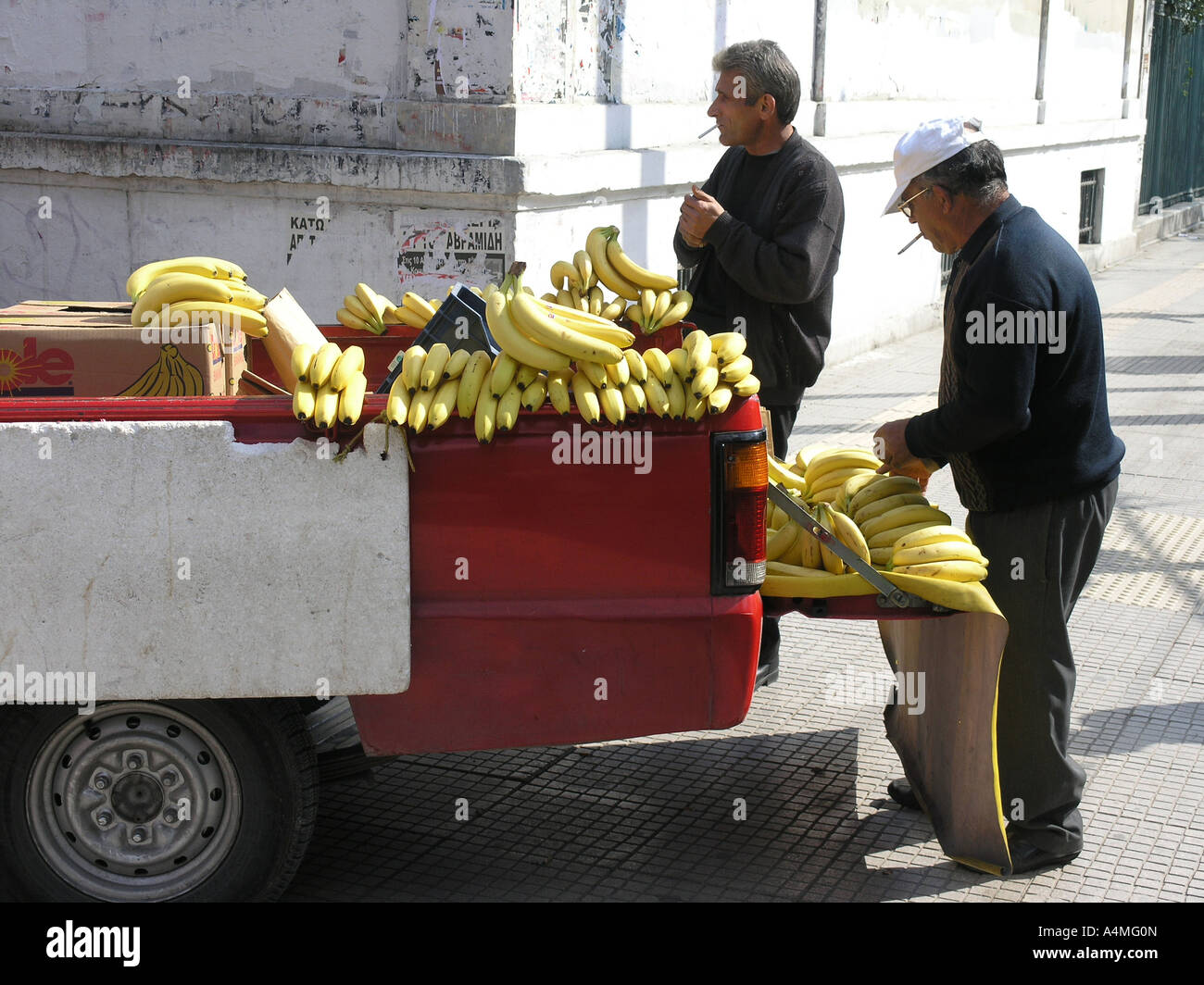 banana fruit vendors Athens Greece Stock Photo - Alamy