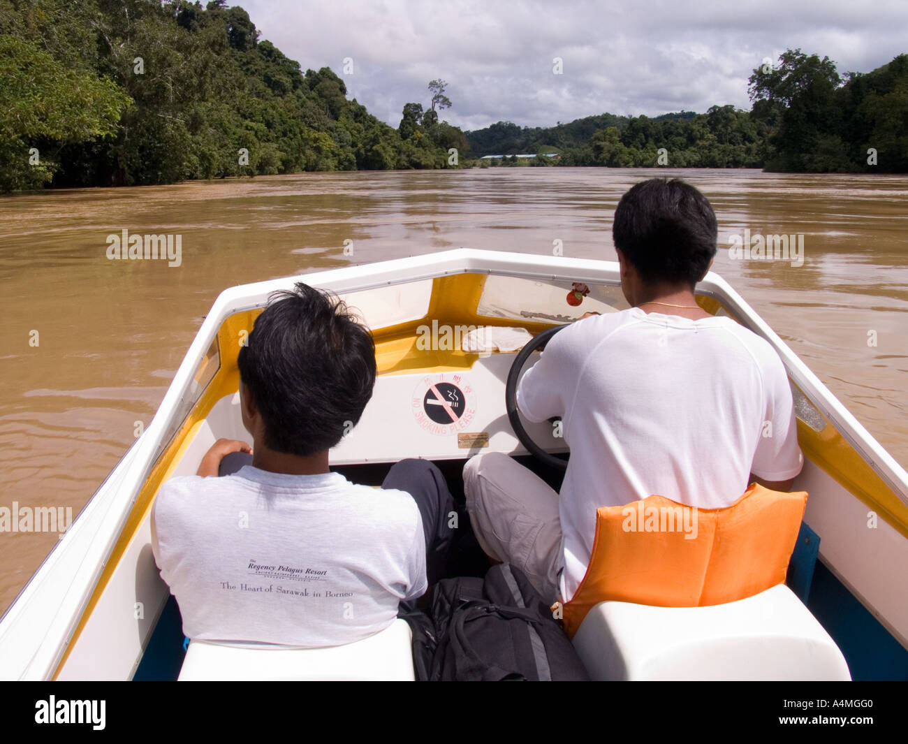 Malaysia Borneo Sarawak Rejang River speedboat to Regency Pelagus falls ...