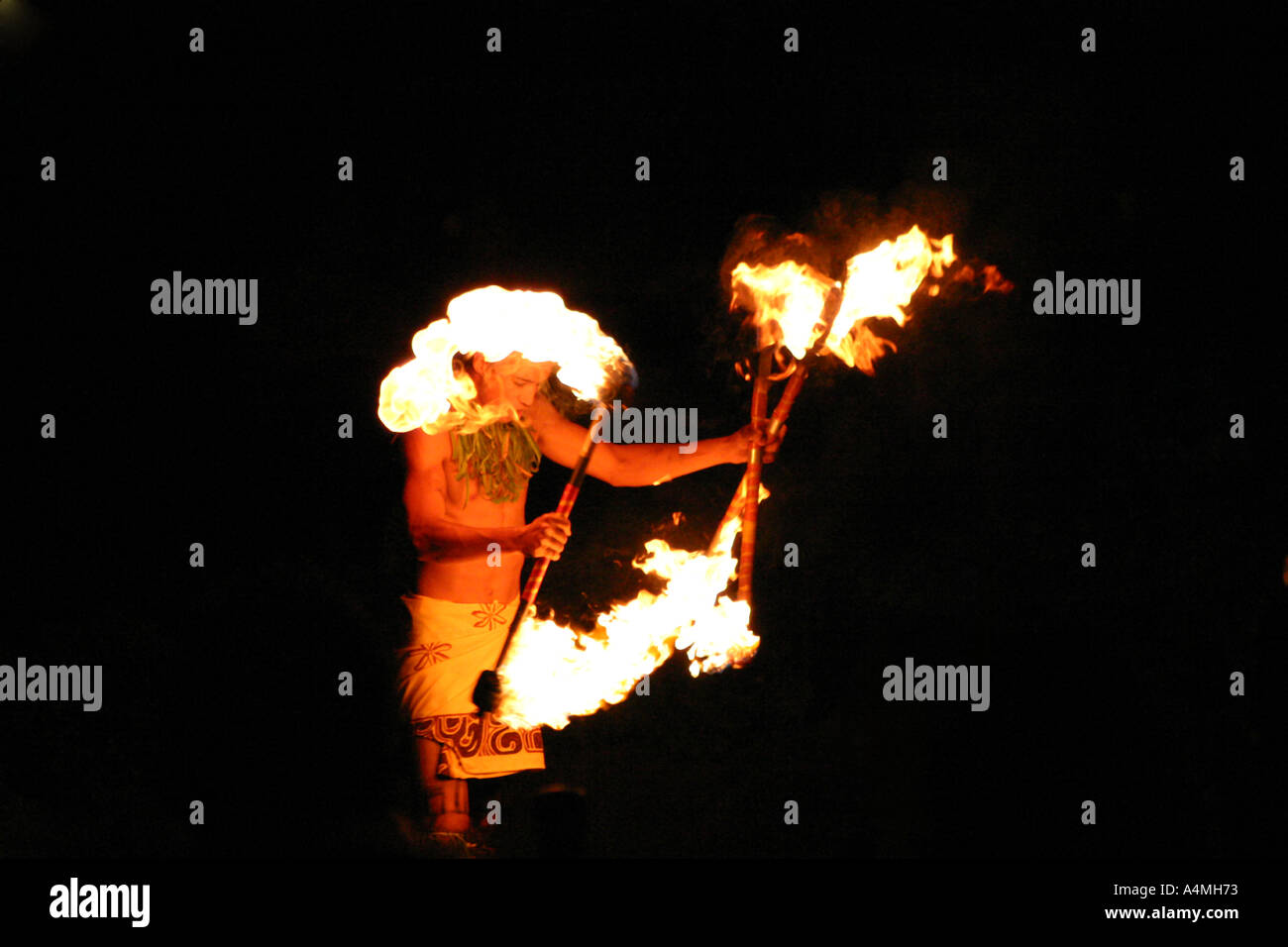 young polynesian fireknife dancer Stock Photo - Alamy