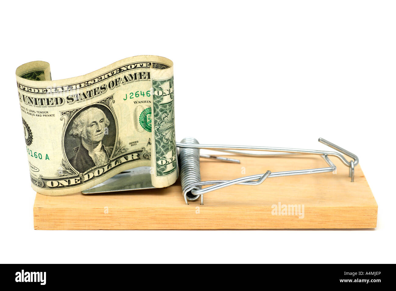 Mousetrap with USA Currency indicating money trap Stock Photo - Alamy