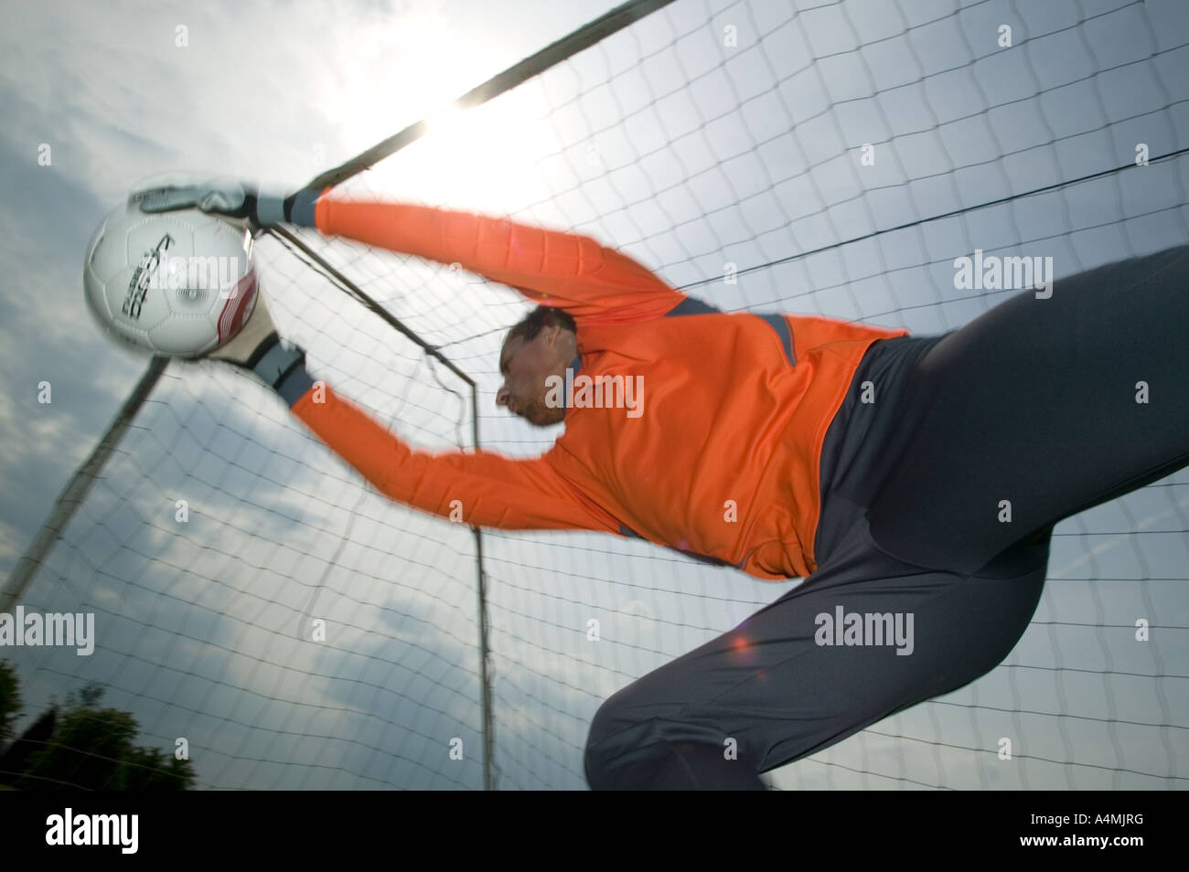 Saving a goal Stock Photo - Alamy