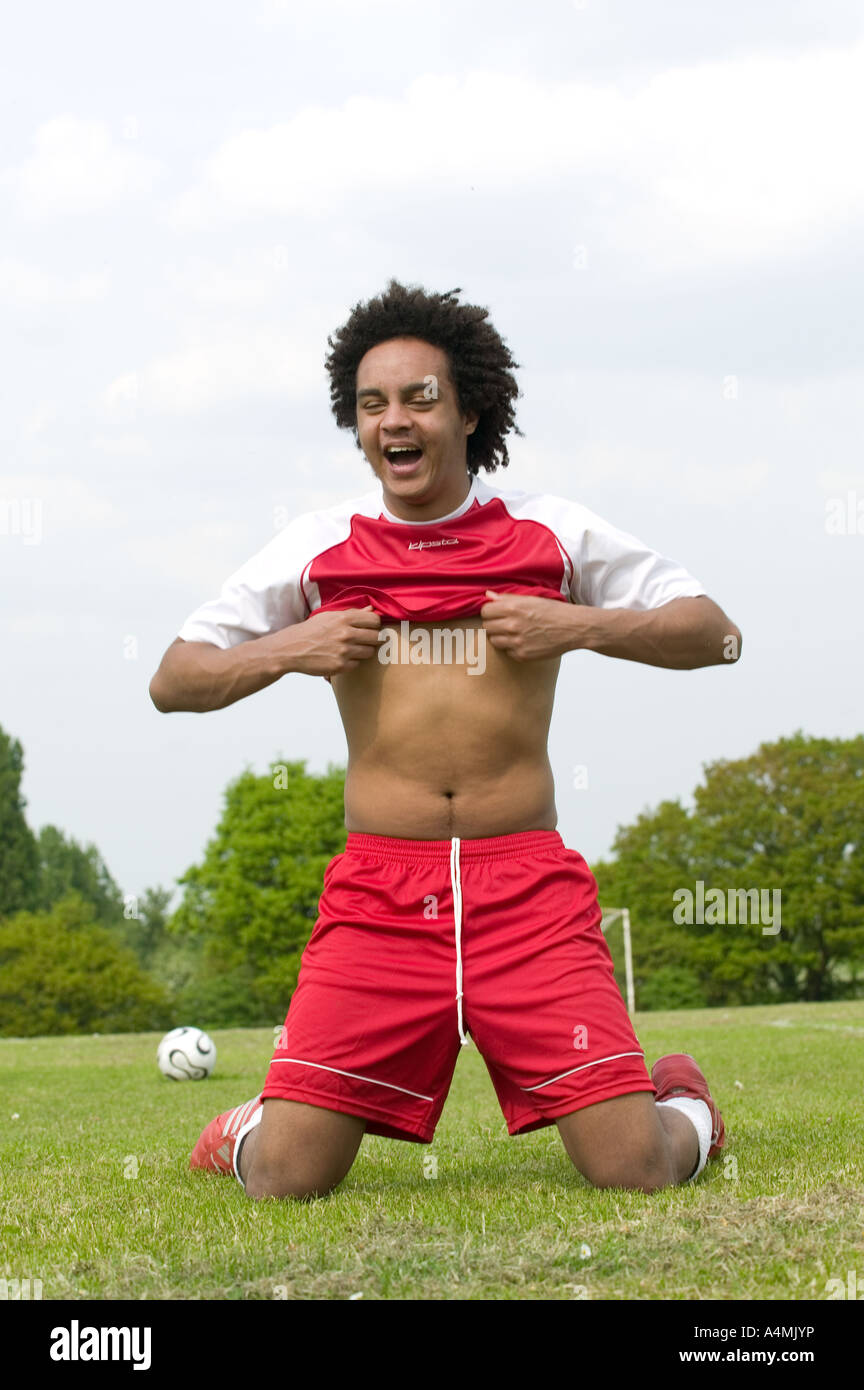 Celebrating a goal Stock Photo - Alamy