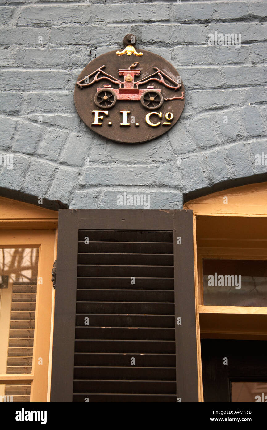 Fire brigade membership plaque over window of historic home in Old Town ...