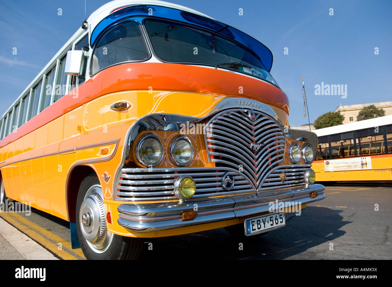 Colorful bus att Valletta bus stainon Stock Photo - Alamy