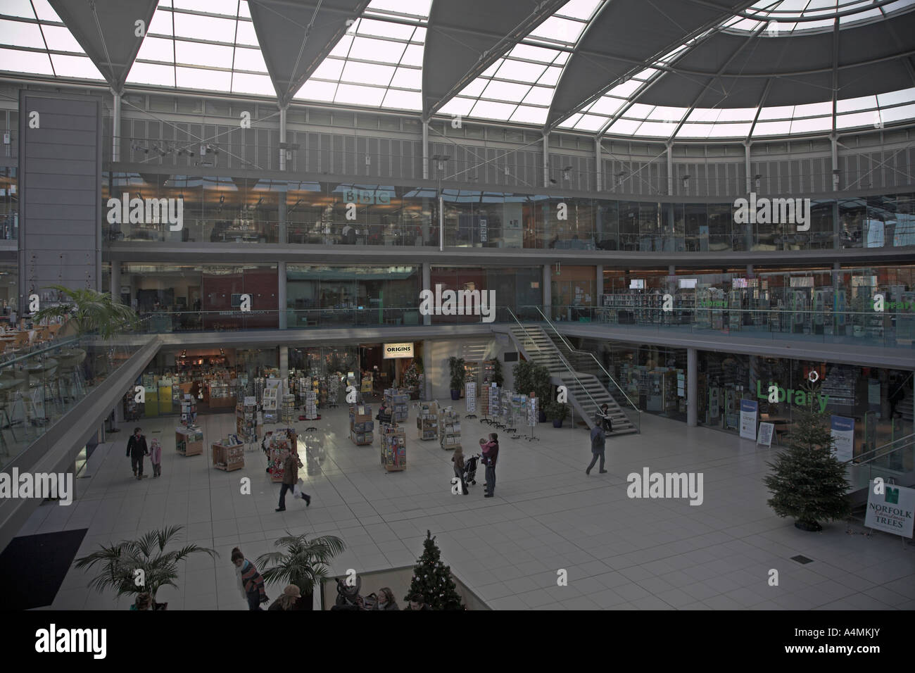 Interior Norwich Forum building housing library and BBC regional ...