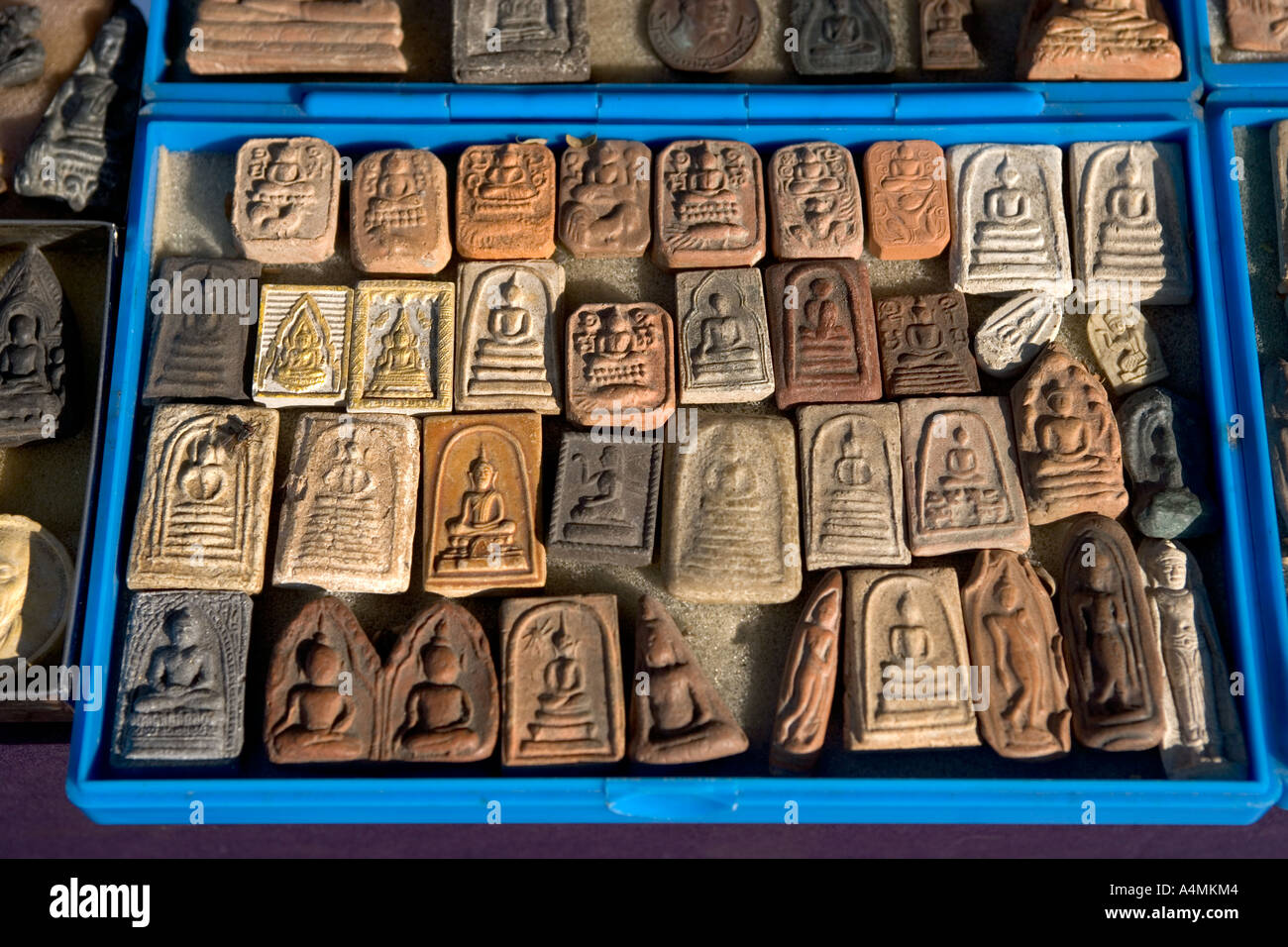 Box of Amulets on display at Chatuchak Market Stall Display Bangkok ...