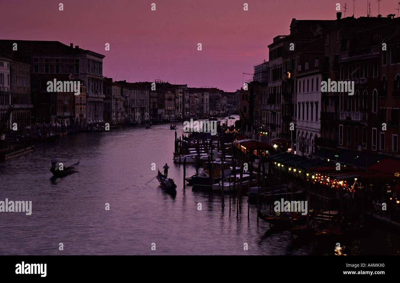 Gondolas on the Grand Canal, sunset, Venice, Italy Stock Photo - Alamy