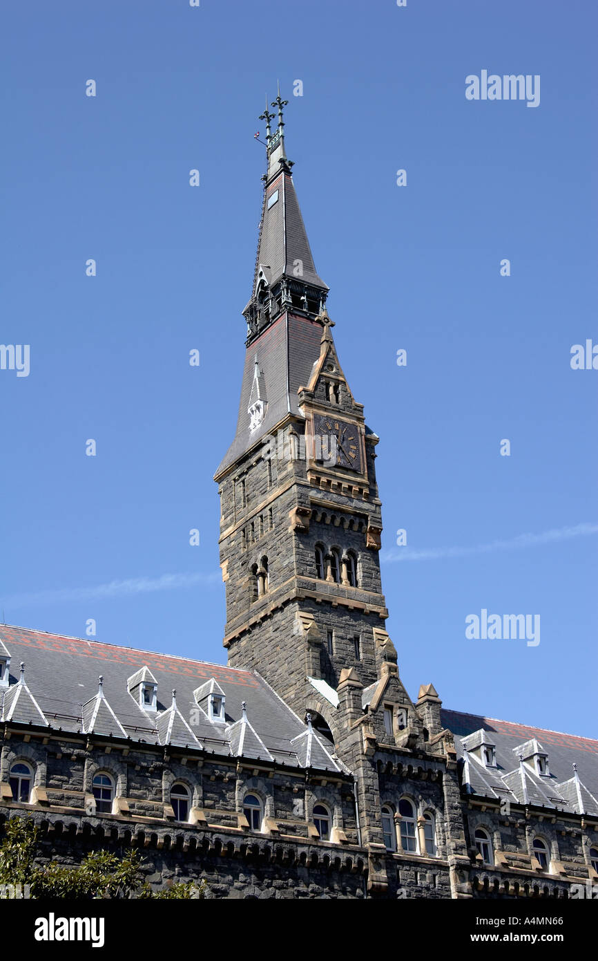 Clock tower on Healy Hall at Georgetown University campus in Washington ...