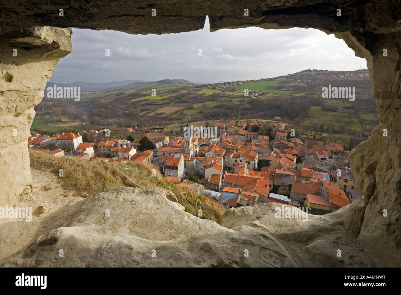 A view over "White Rock" village (Puy de Dôme - France). Vue du village ...