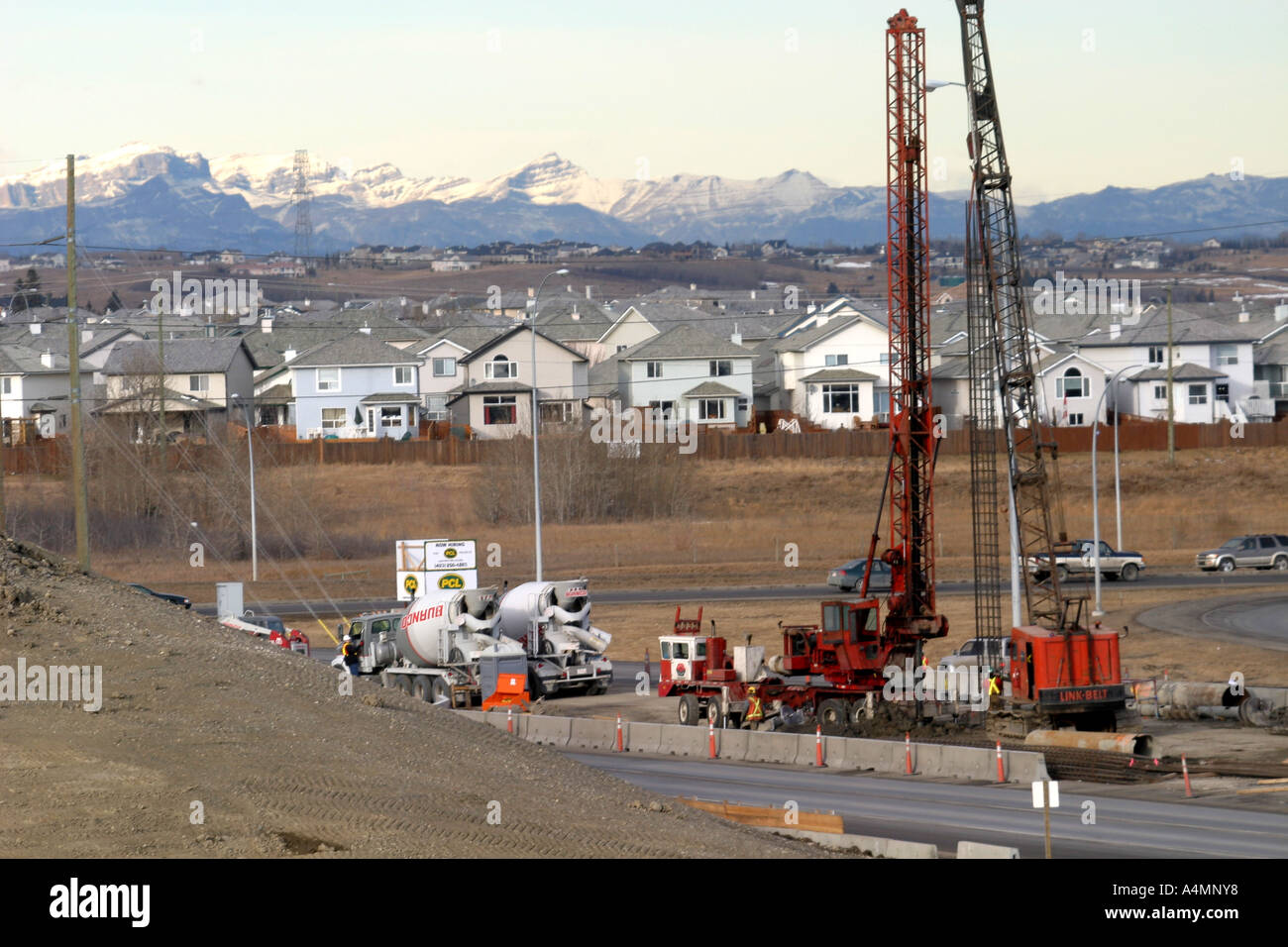 Construction of an overpass at a busy intersection Stock Photo - Alamy