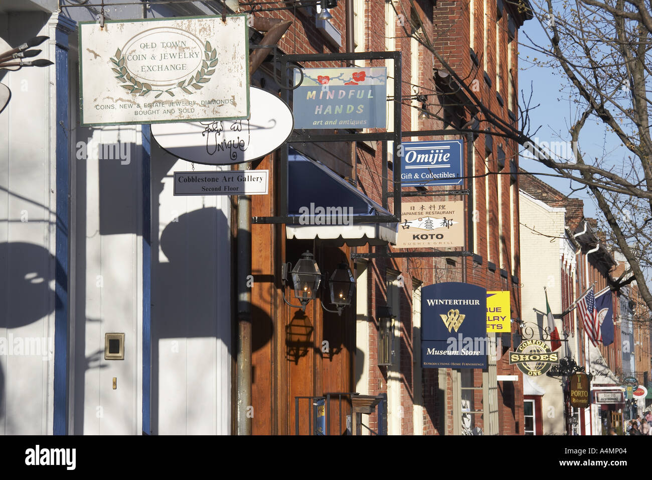 Business signs on King Street in Old Town Alexandria Virginia USA Stock ...