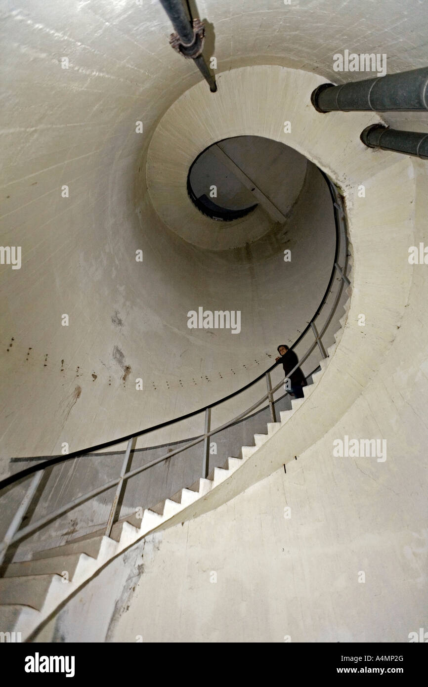 Interior of a water tower showing its spiral staircase (France ...