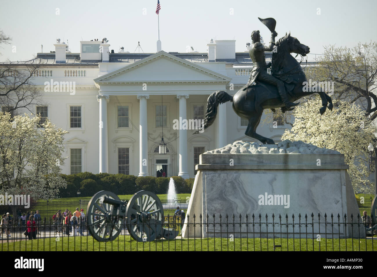 The White House and statue of Andrew Jackson on Pennsylvania Avenue ...