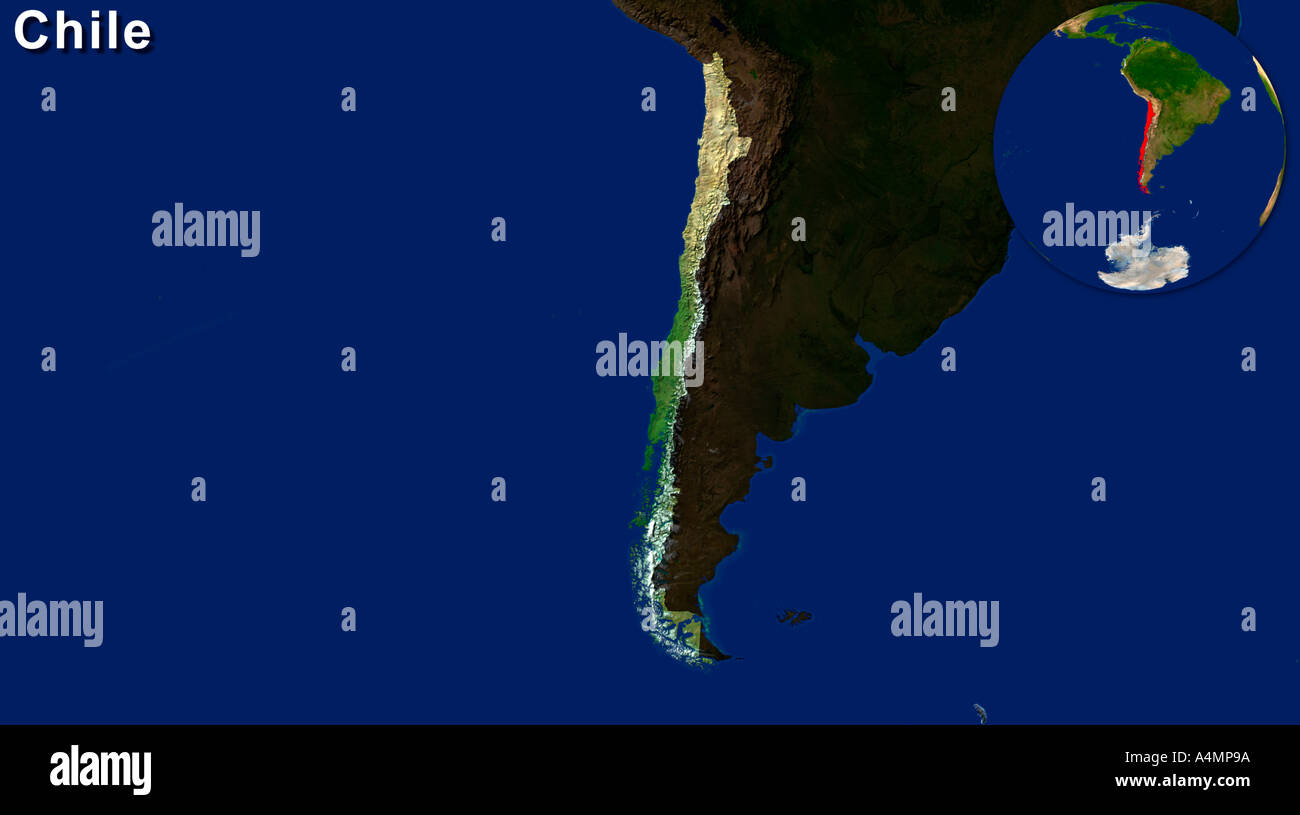 Satellite Image Of Chile Highlighted Stock Photo - Alamy