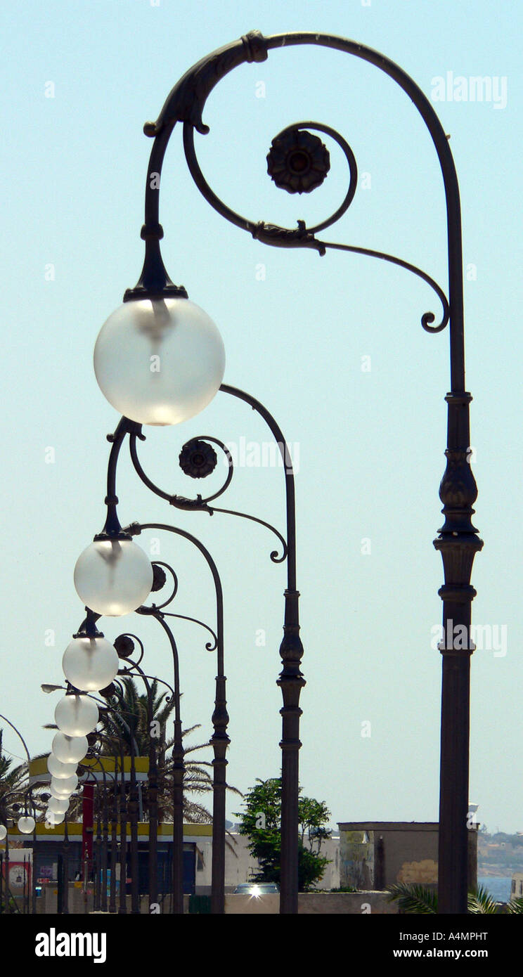 Row of lampposts along the seafront in Sicily Stock Photo - Alamy
