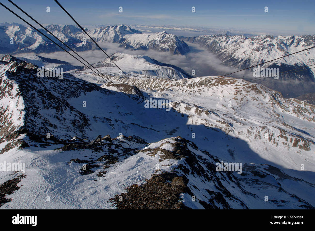 Skiing in Alpe D Huez ski area in the french Alps Stock Photo - Alamy