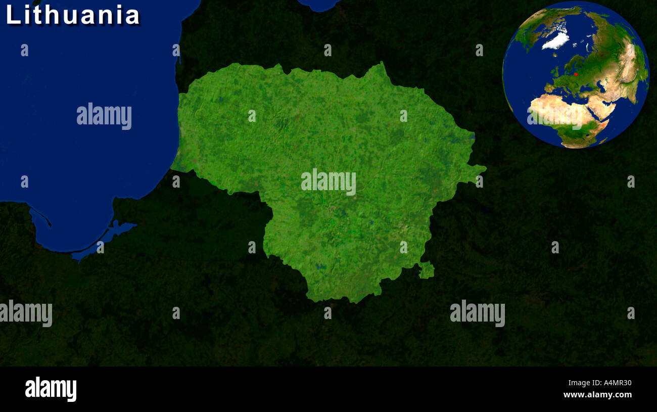 Satellite Image Of Lithuania Highlighted Stock Photo - Alamy