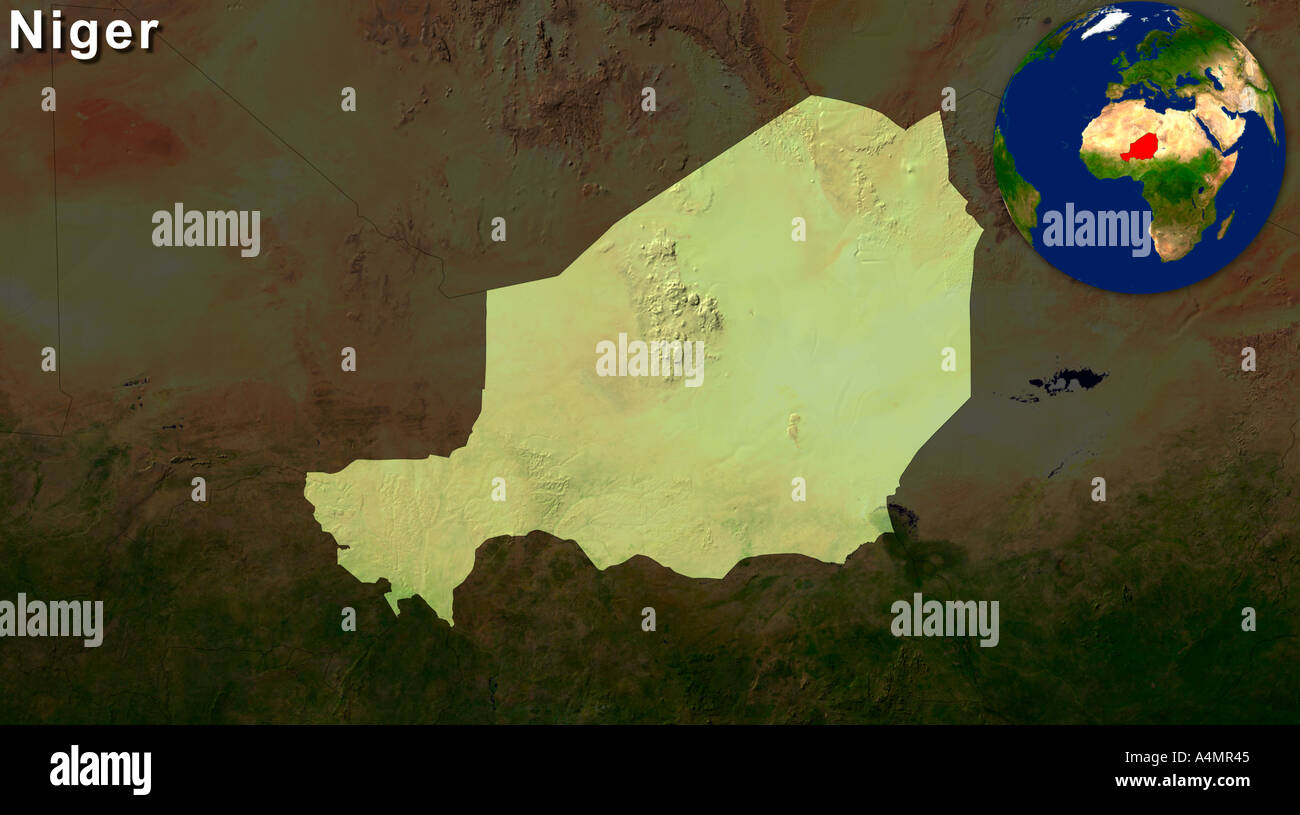 Satellite Image Of Niger Highlighted Stock Photo - Alamy