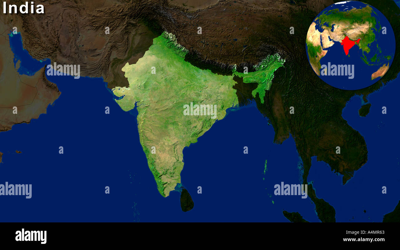 Satellite Image Of India Highlighted Stock Photo - Alamy