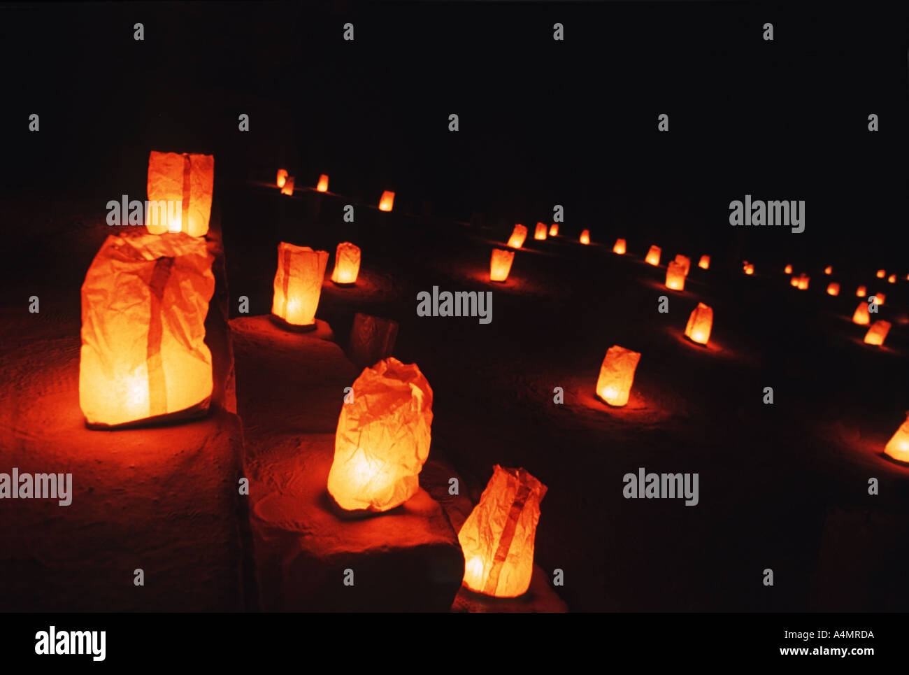 Petra by Candlelight Paper lanterns laid out on the steps in front of ...