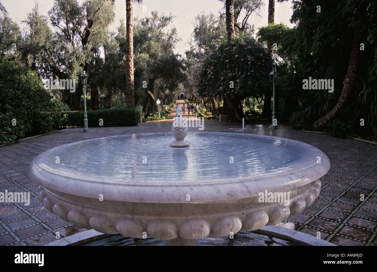 Marrakech Morocco Courtyard with marble water fountain preceding the ...