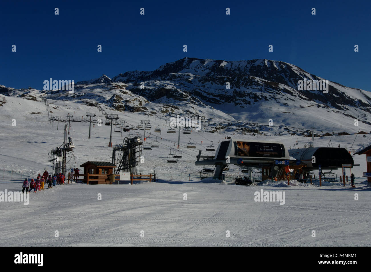 Skiing in Alpe D Huez ski area in the french Alps Stock Photo - Alamy