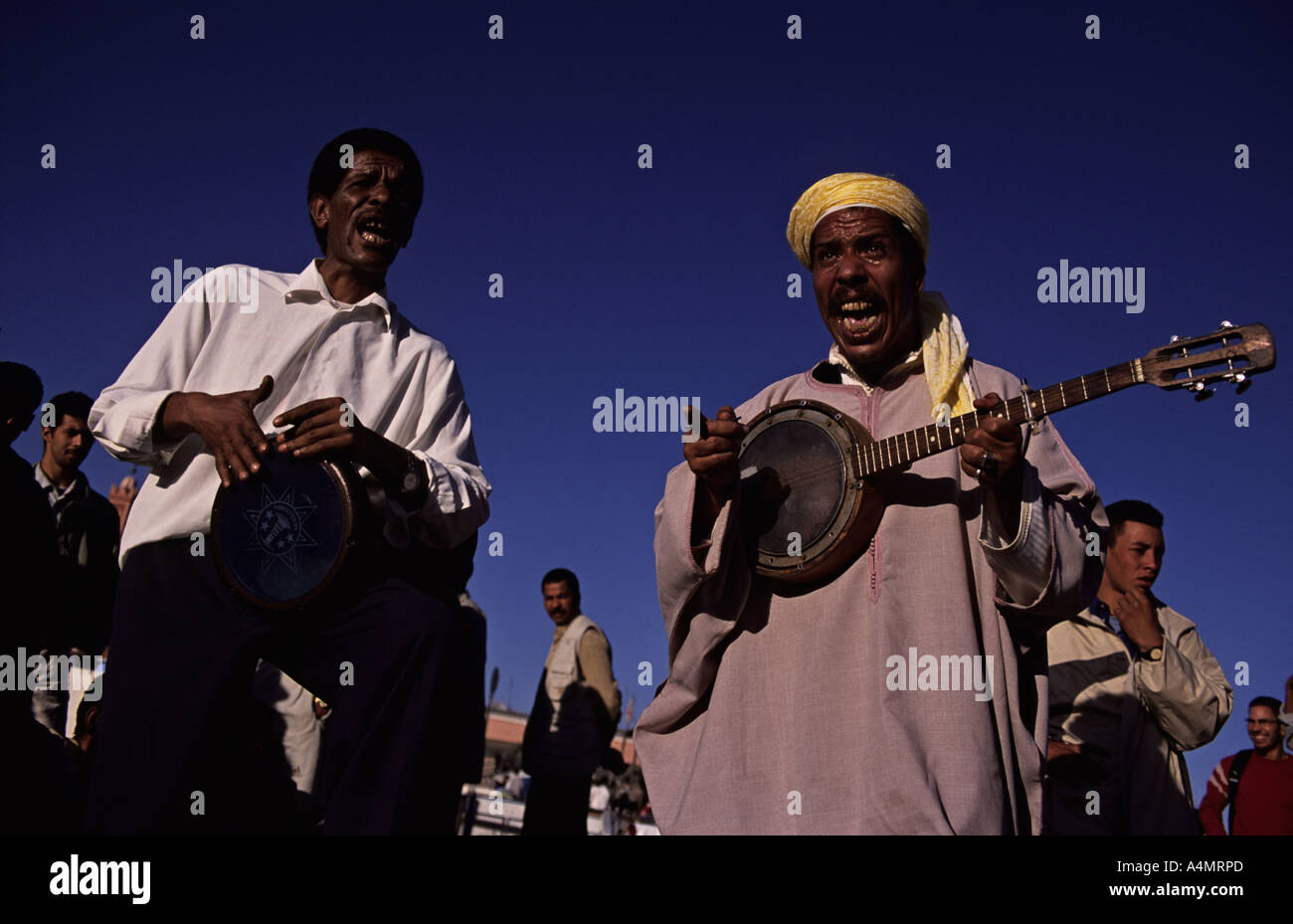 MOROCCO MARRAKECH Musicians at Djemaa el Fna square Stock Photo - Alamy