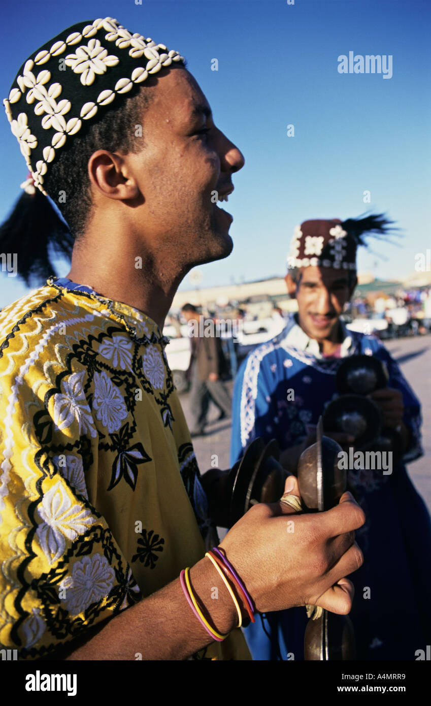 Marrakech Morocco. Smiling musicians at Djemaa el Fna square Stock ...