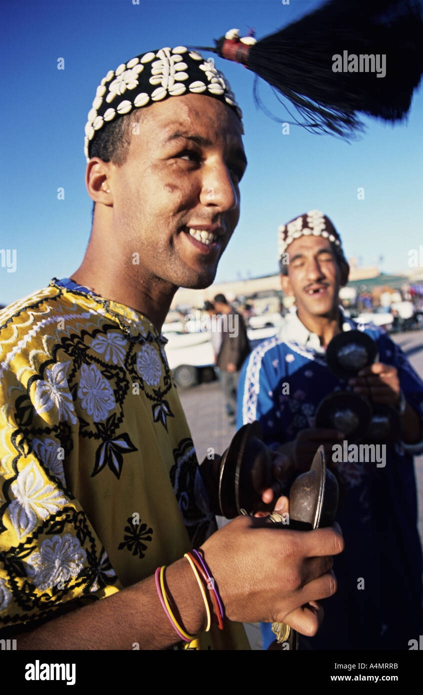 Smiling musicians at Djemaa el Fna square, Marrakesh, Morocco Stock ...