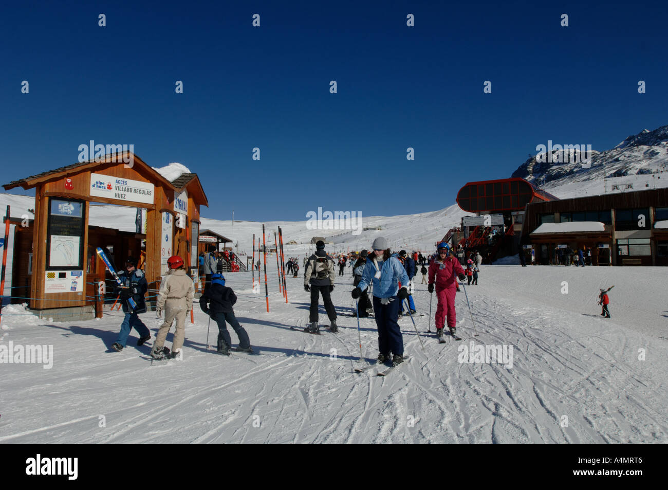 Skiing in Alpe D Huez ski area in the french Alps Stock Photo - Alamy