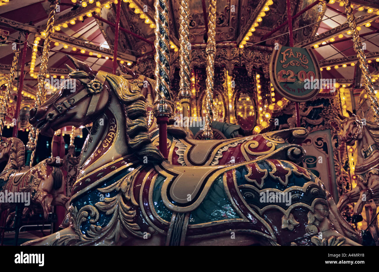 UK ENGLAND LONDON Fairground carousel at Leicester Square during ...