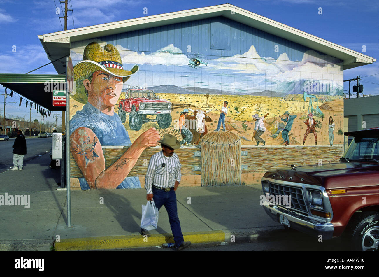 El Chuco y Que, mural created by Carlos Callejo in 1991, at East Father ...
