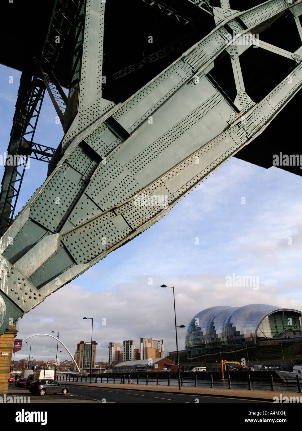 The Sage Concert Hall Gateshead, seen under the Tyne bridge from the ...