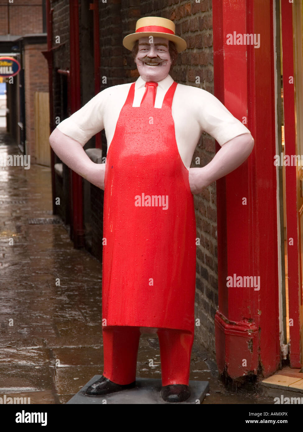 Butchers shop with a life size red butcher dummy in Whitby North ...