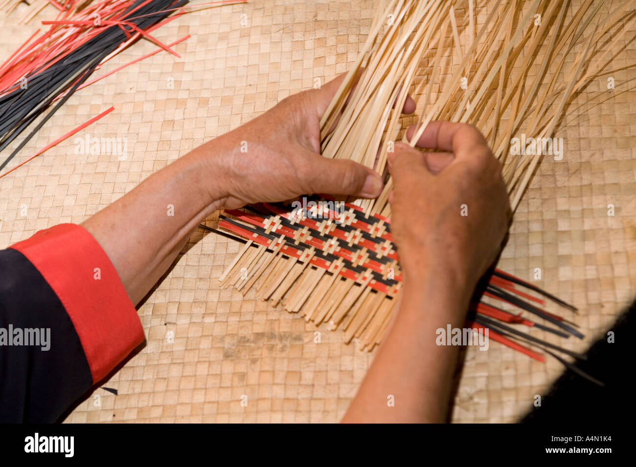 Malaysia Borneo Sarawak Kuching Cultural Village hands of Bidayuh woman ...