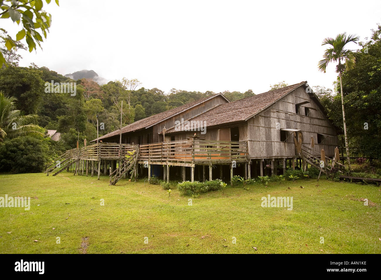 Malaysia Borneo Sarawak Cultural Village Iban longhouse Stock Photo ...