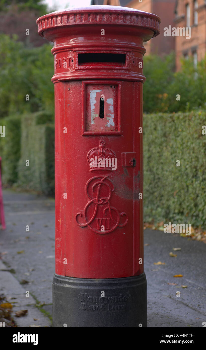 red old historic post pillar box manufactured by Handyside of Derby and ...