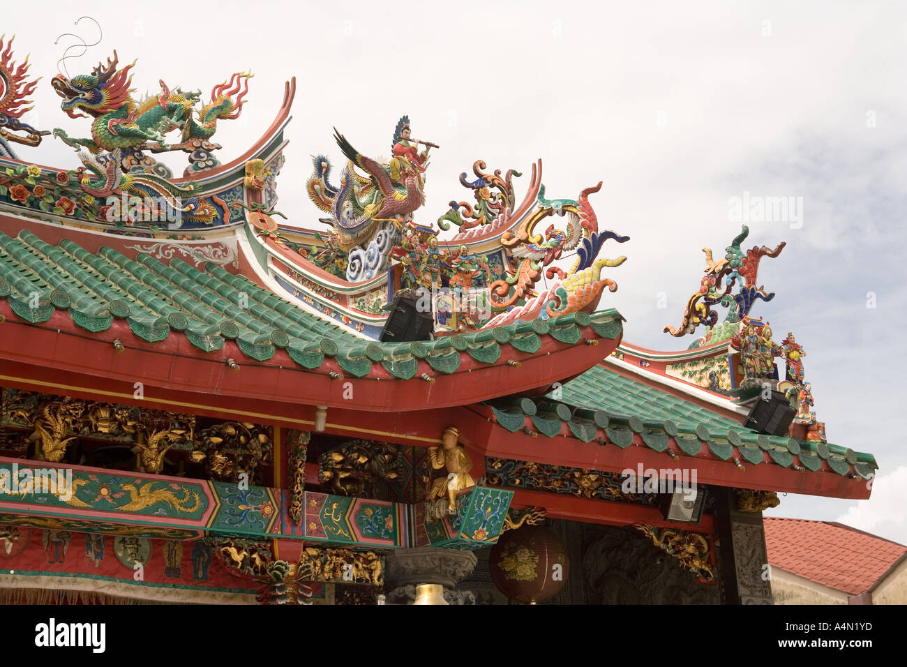 Malaysia Borneo Sarawak Kuching Hong San Chinese Temple roof detail ...