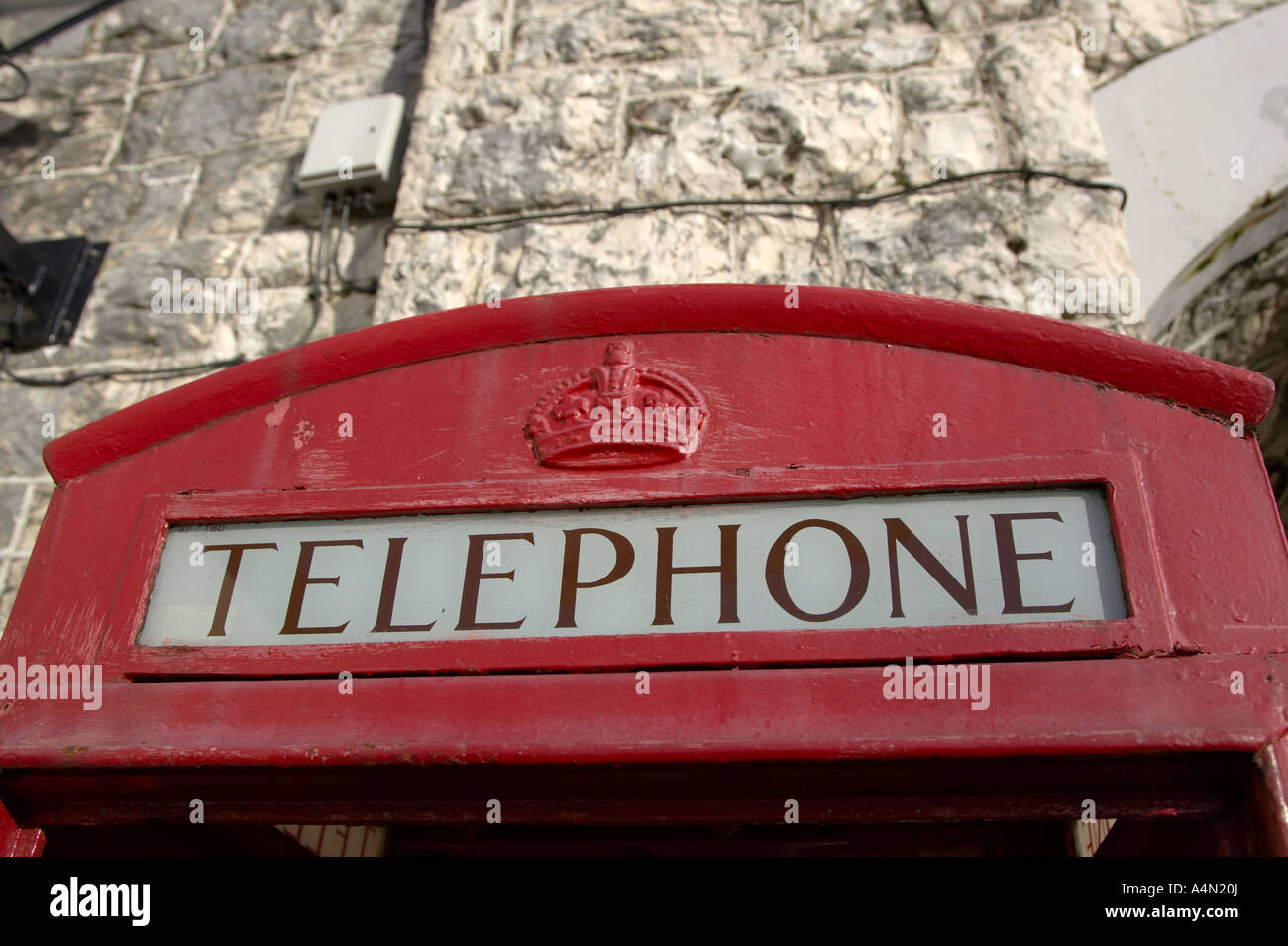 top of old style red telephone box with crown detail in Carnlough ...