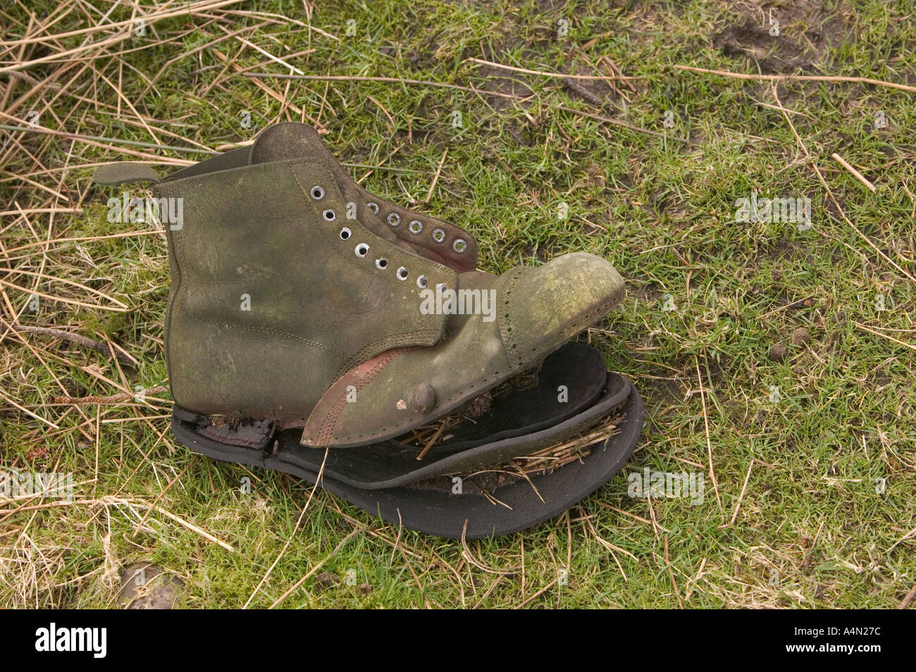 old leather boot Stock Photo - Alamy