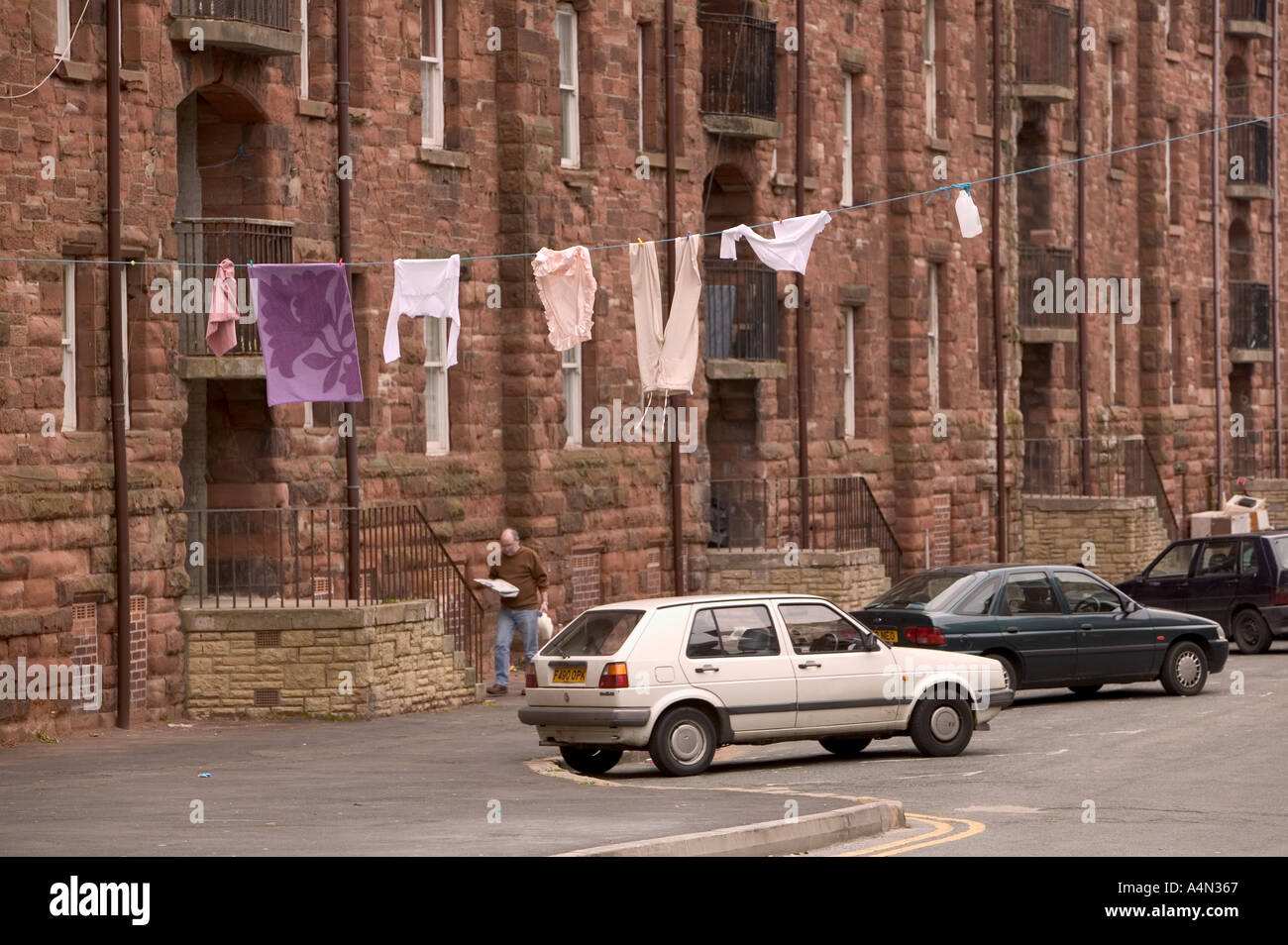Victorian tenement blocks on Barrow Island Cumbria Stock Photo - Alamy