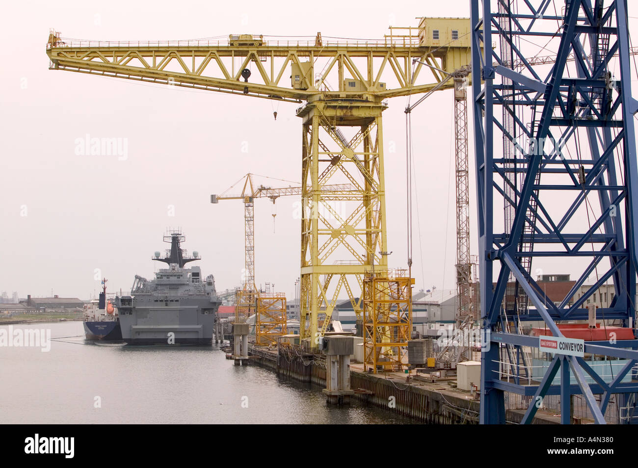 Barrow in Furness shipyards and cranes Stock Photo - Alamy