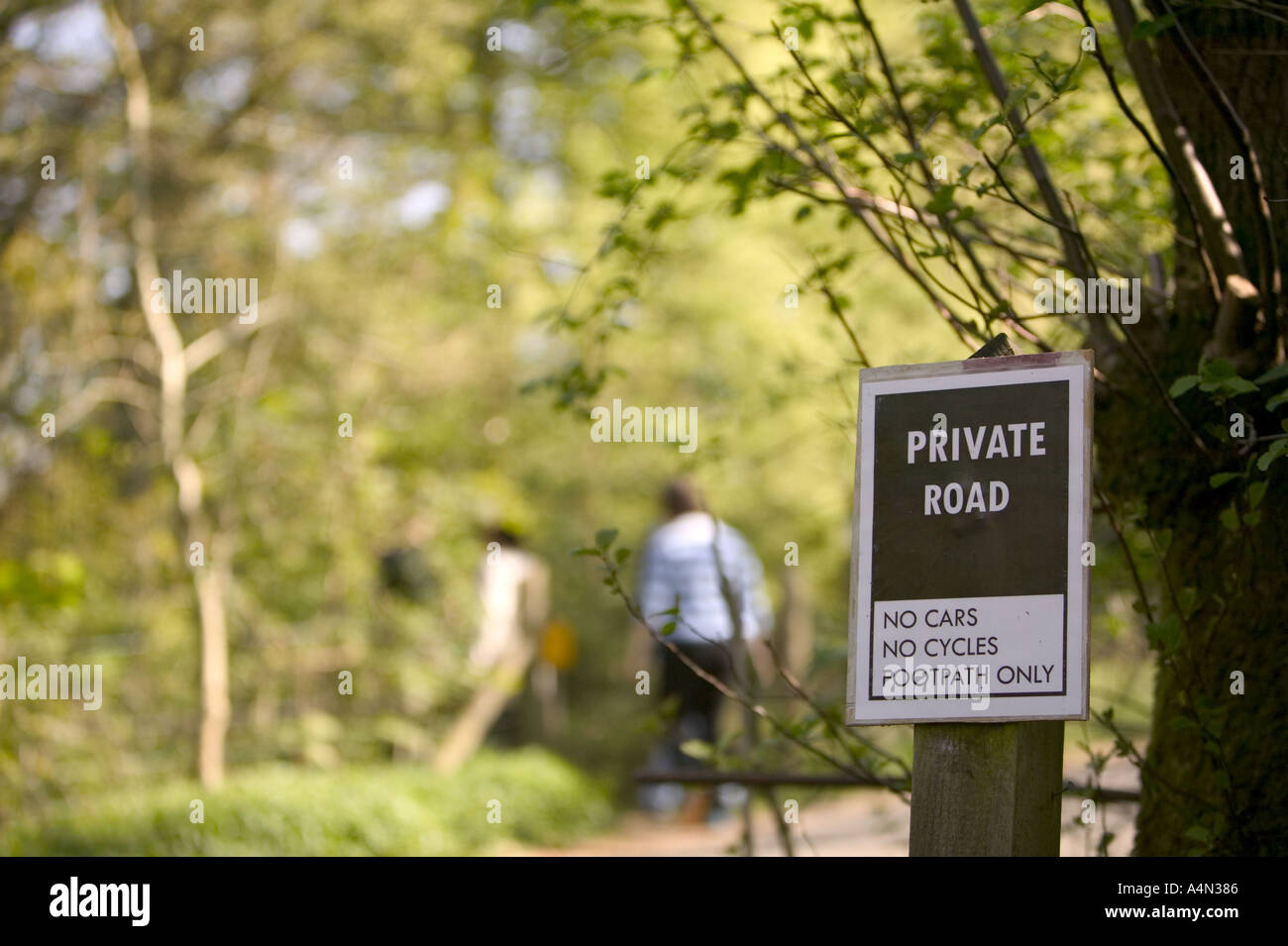 private road sign and walkers Stock Photo - Alamy