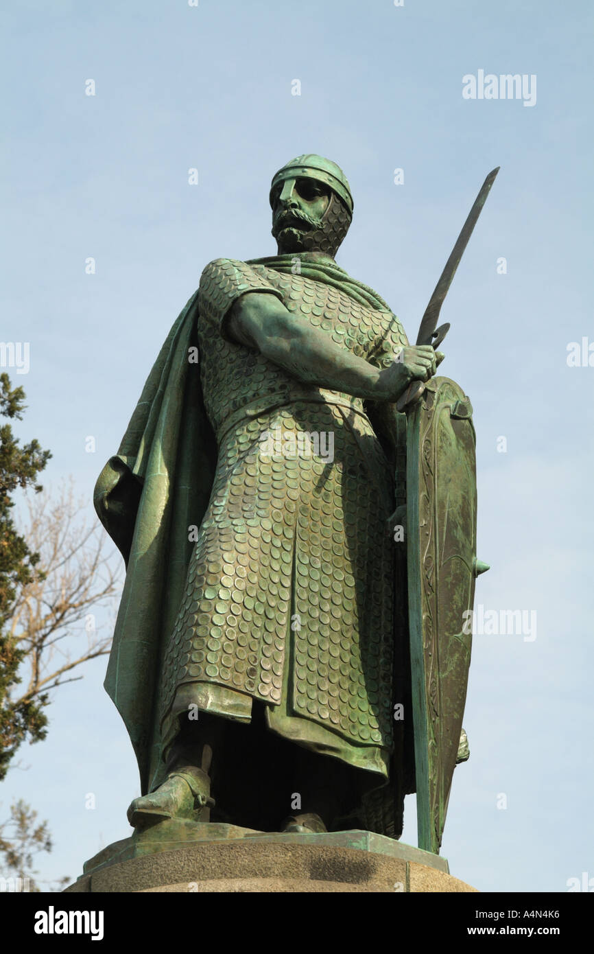Statue of Dom Afonso Henriques first king of Portugal in Guimaraes his ...