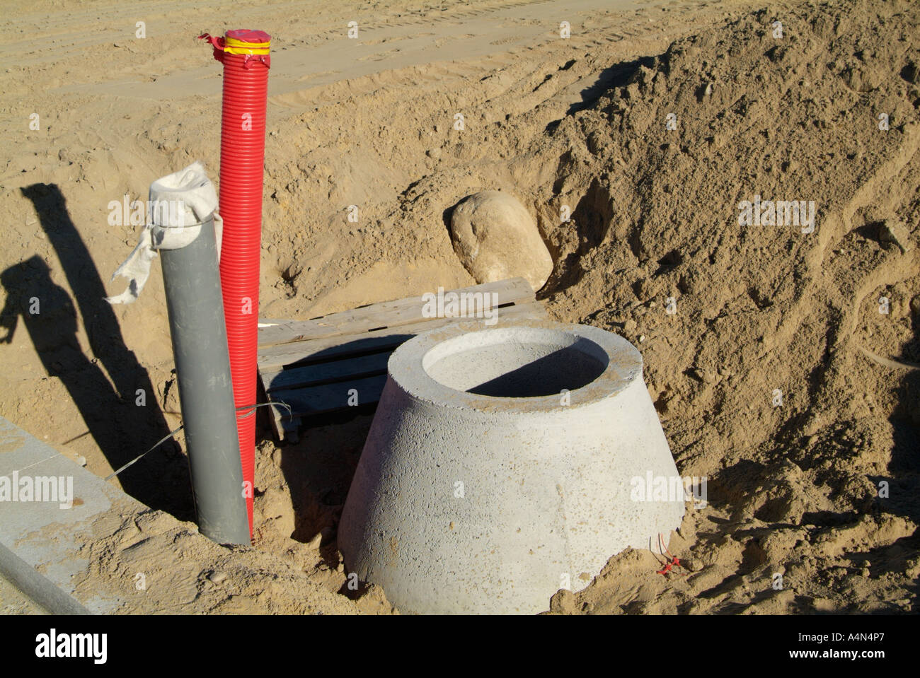 Sewer manhole in construction Stock Photo - Alamy