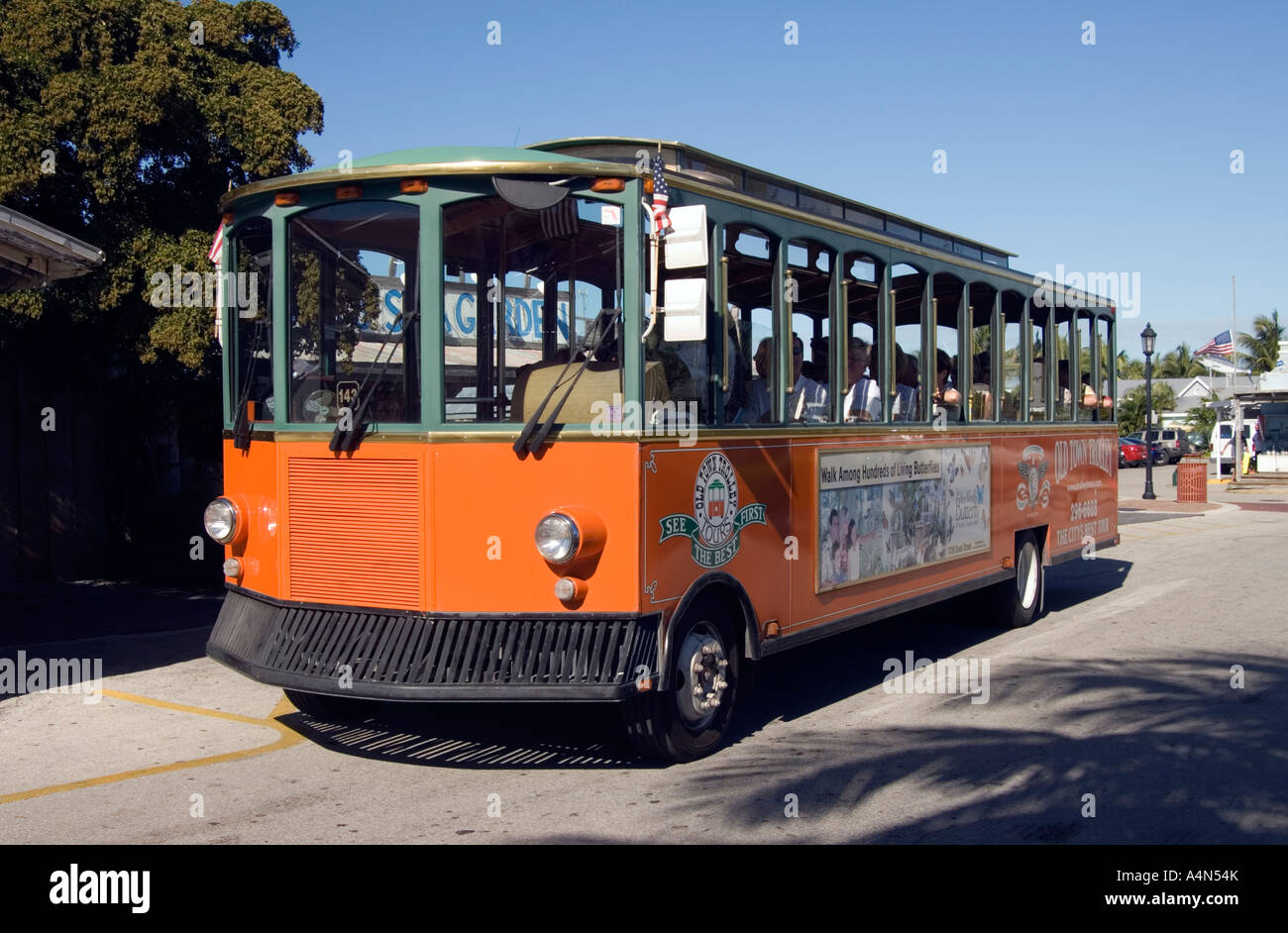 Conch tour bus on Duval street old town Key West Florida Stock Photo ...