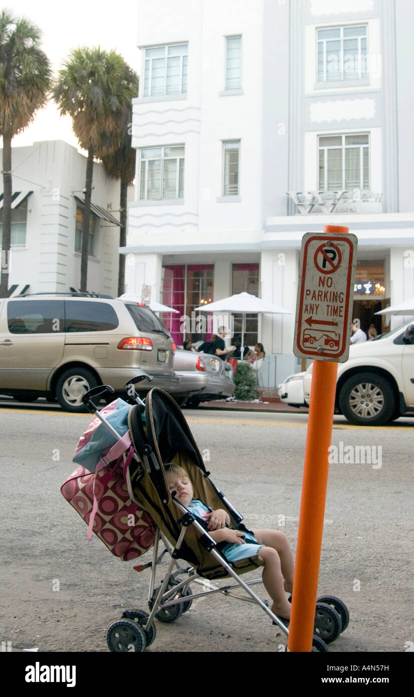 Child in stroller placed in No parking zone on Ocean drive Miami ...
