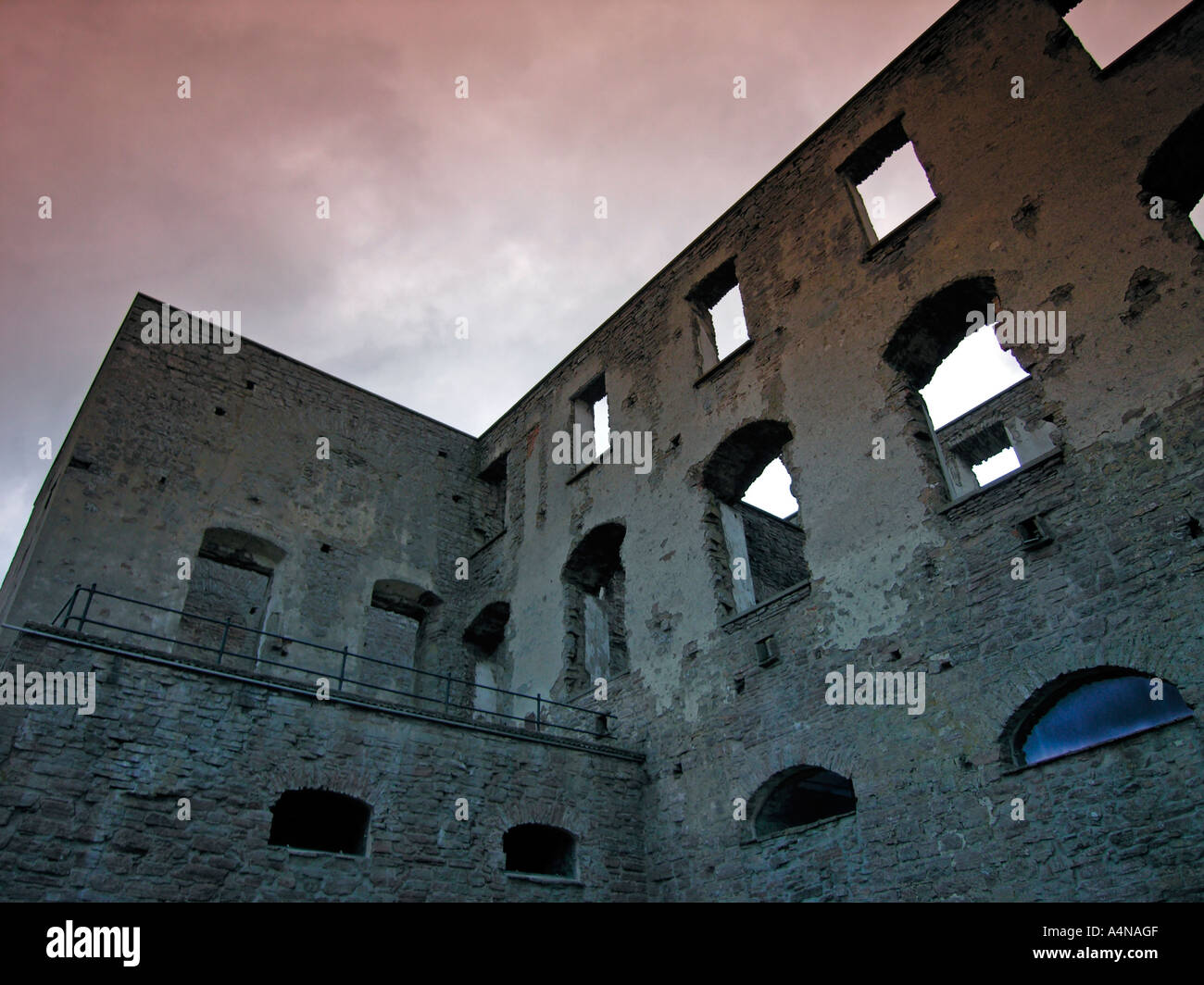 ruins of the castle Borgholm in evening light on island Oland Sweden ...