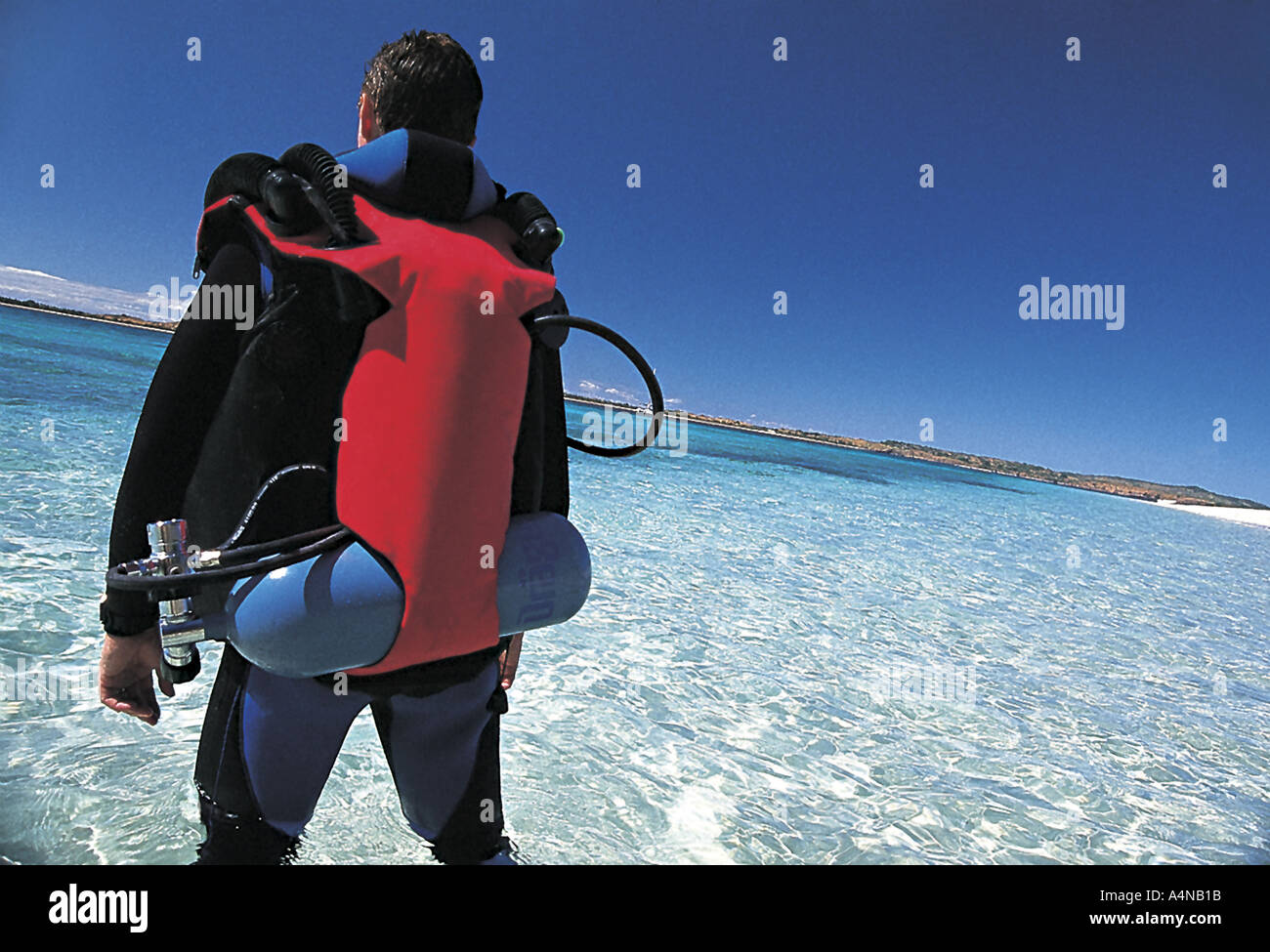 SCUBA Diver with Drager Ray re breather in beautiful tropical waters by ...